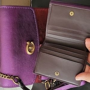 Coach | Bags | Coach Parker Metallic Color Block Purple Leather Top ...
